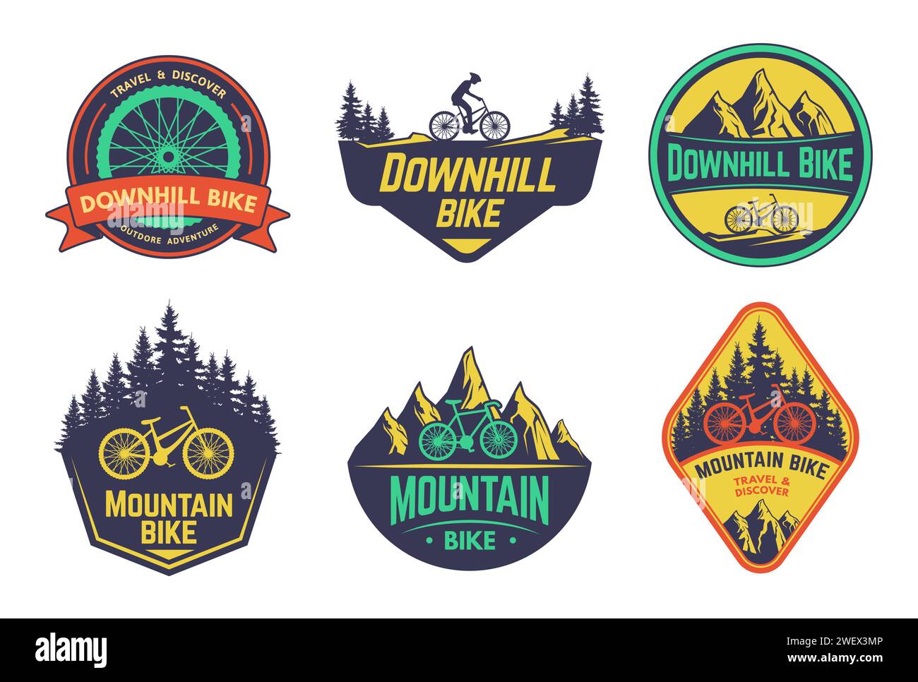 Mountain bikes badge of bicycle mountain emblem, sport extreme outdoor ...