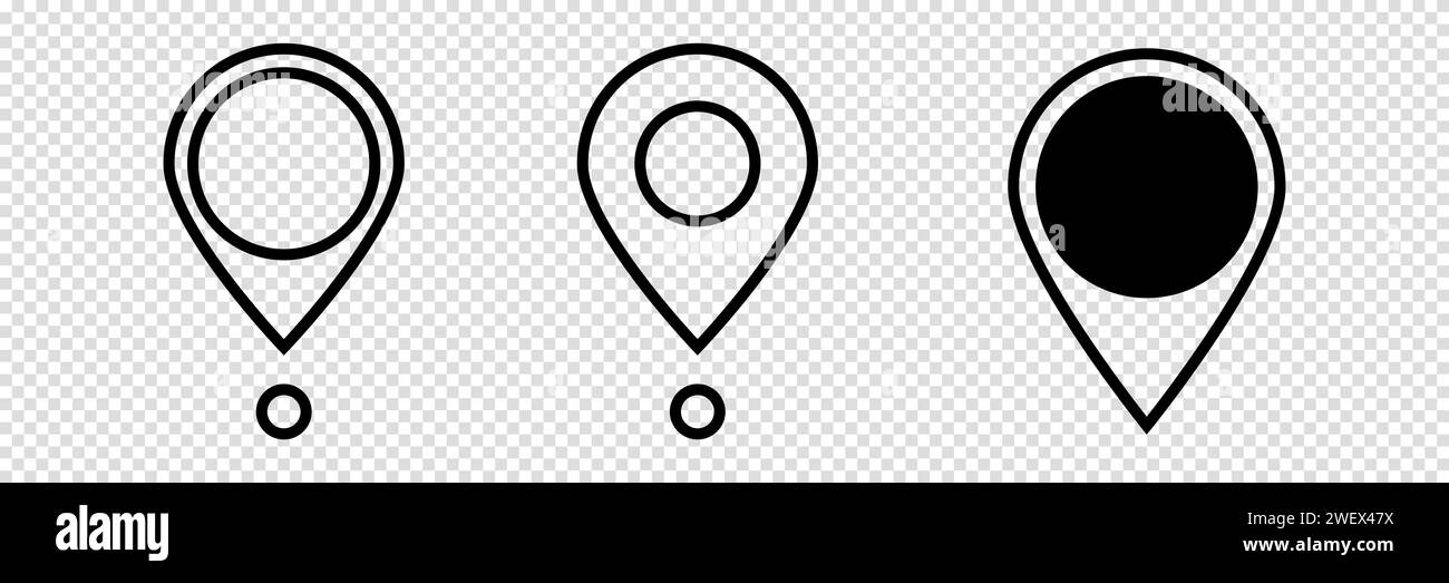 Set black location pin icon. Map pin place marker. Destination symbol. Modern Map marker pointer ...