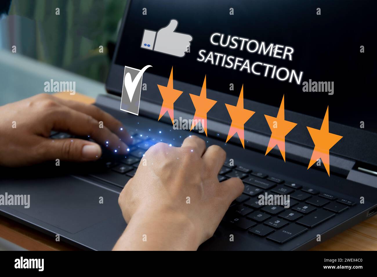 User give rating to service experience on online application for Customer review satisfaction ...