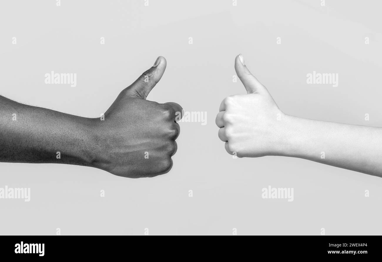 Woman hands showing thumbs up. Black lives matter. Support encourage ...