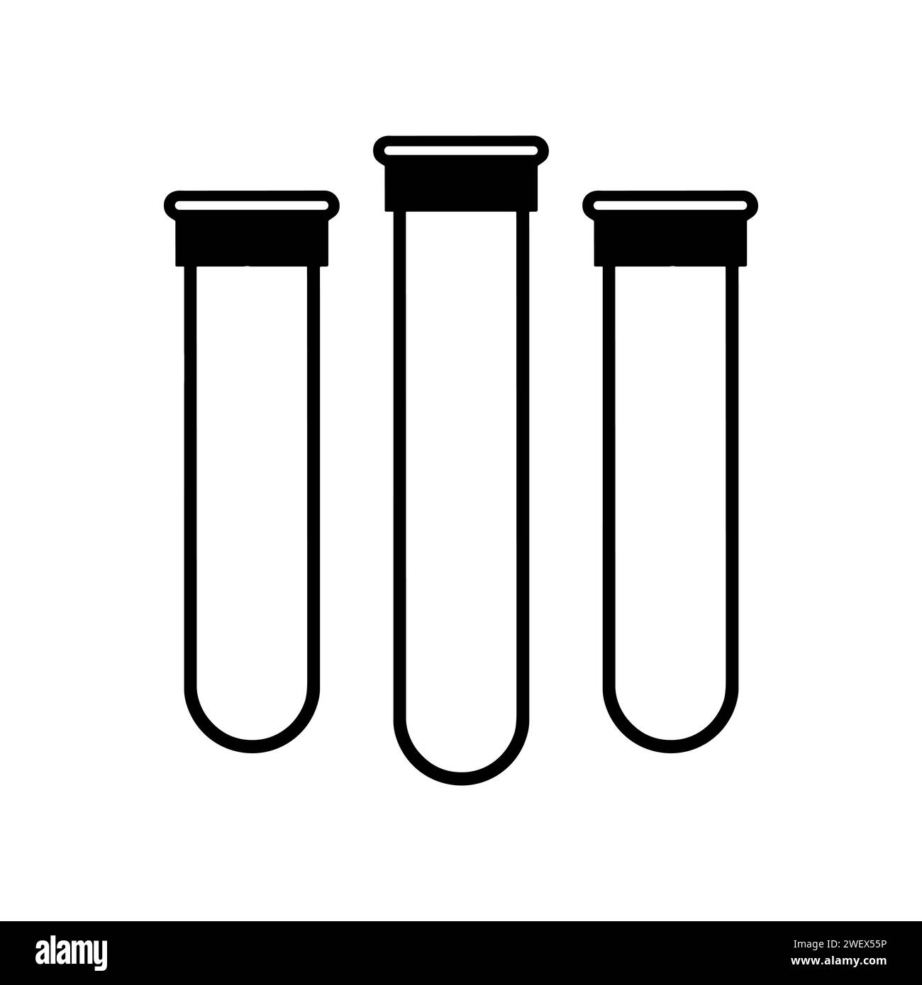 Test tube icons set. Medical test tube icons. Black and white symbol of ...