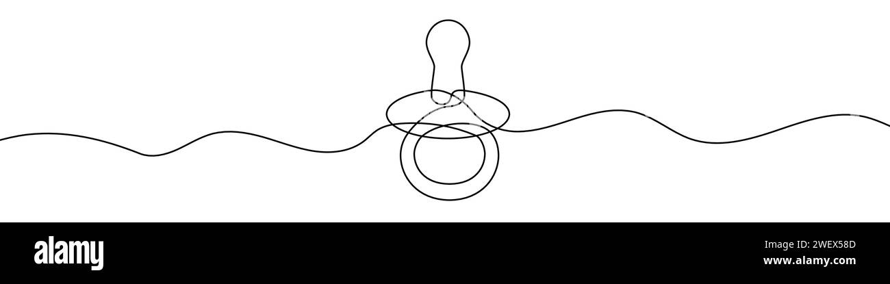 Continuous editable drawing of baby pacifier. One line drawing ...