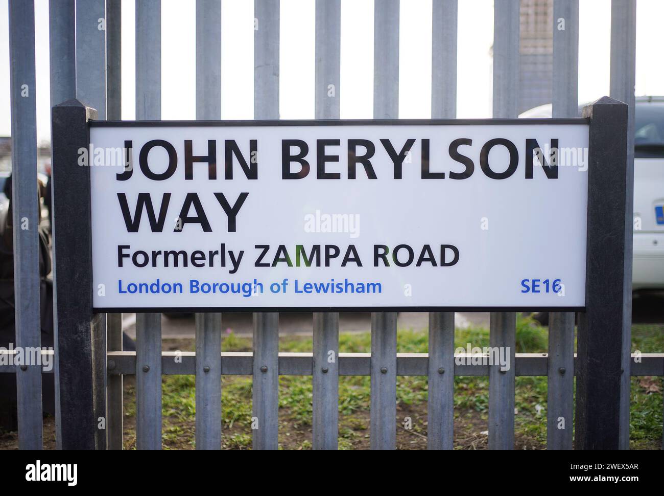 A new road sign in tribute to former Millwall owner John Berylson, who ...