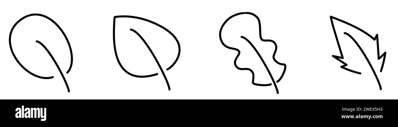 Leaf linear icon. Set of black linear leaf icons isolated. Vector ...