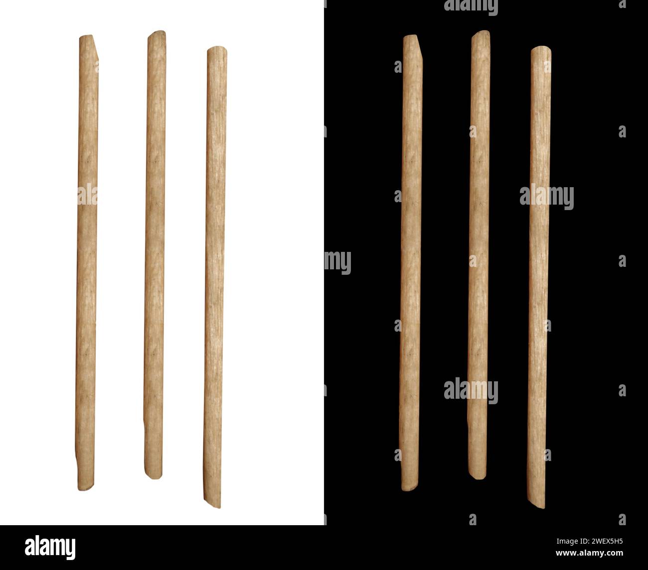 Vertical wooden logs on isolated white and black background Stock Photo ...