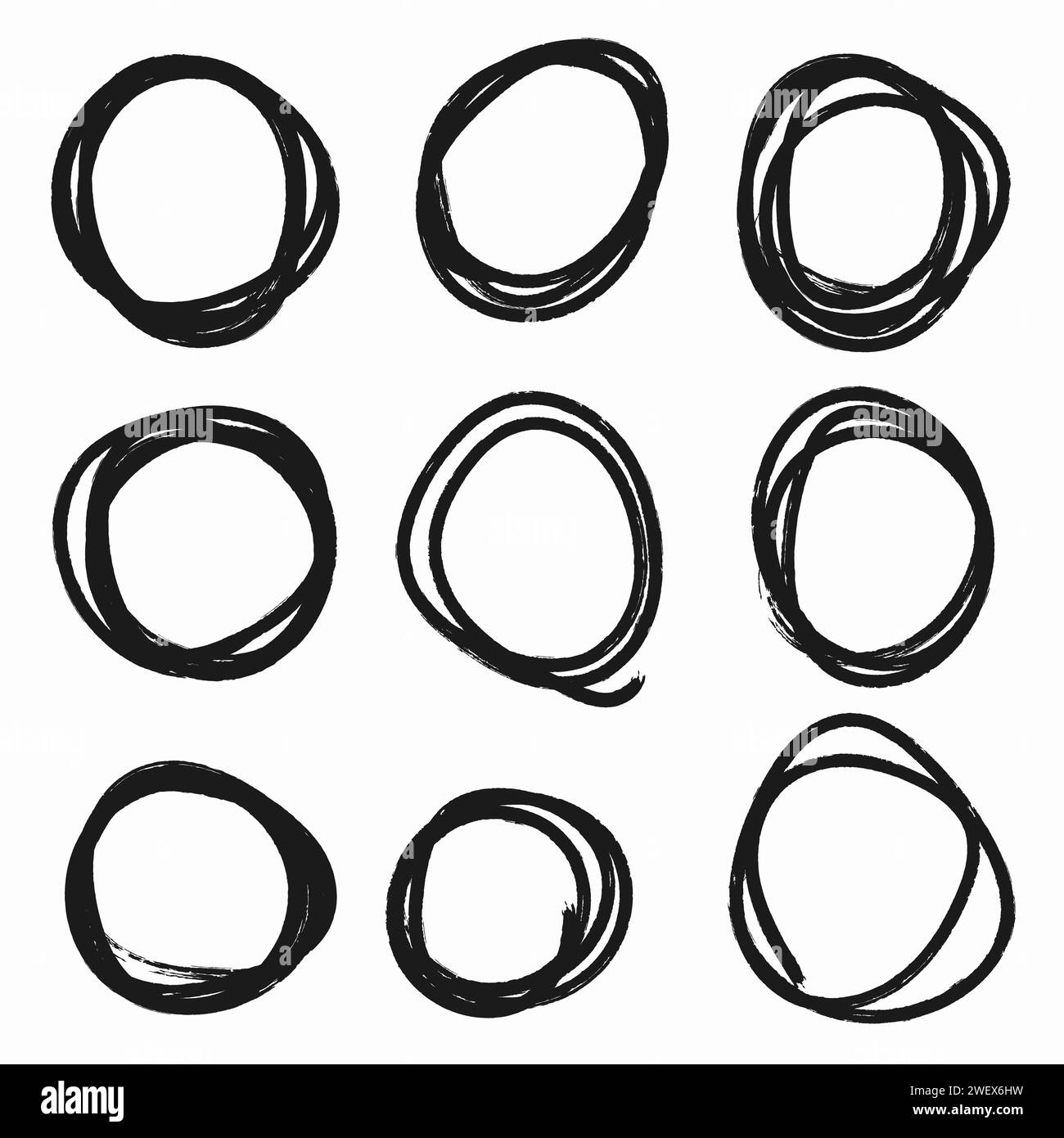 Circular scribble doodle oval. Vector illustration. White background ...