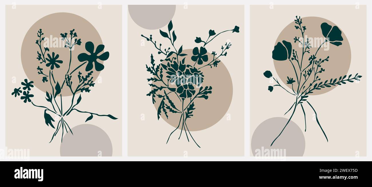 Set of Boho aesthetic botanical wall arts Stock Vector Image & Art - Alamy