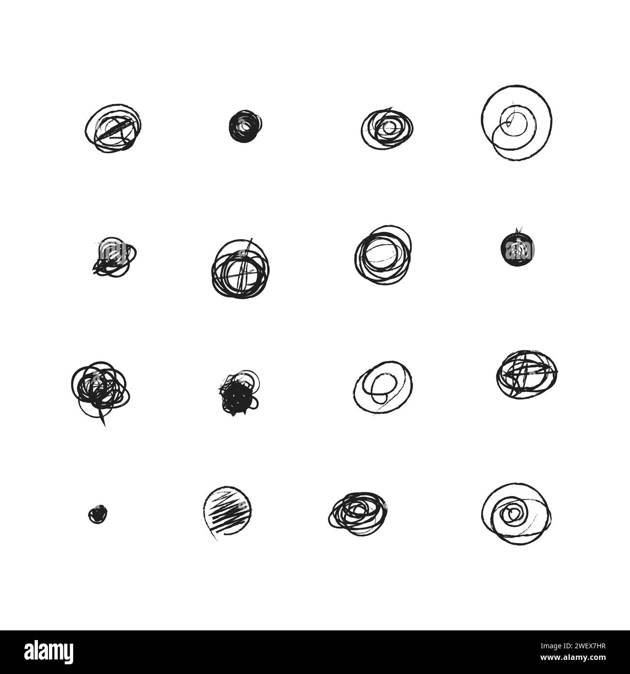 Scribble doodle circle and point. Collection black shapes dots and ...