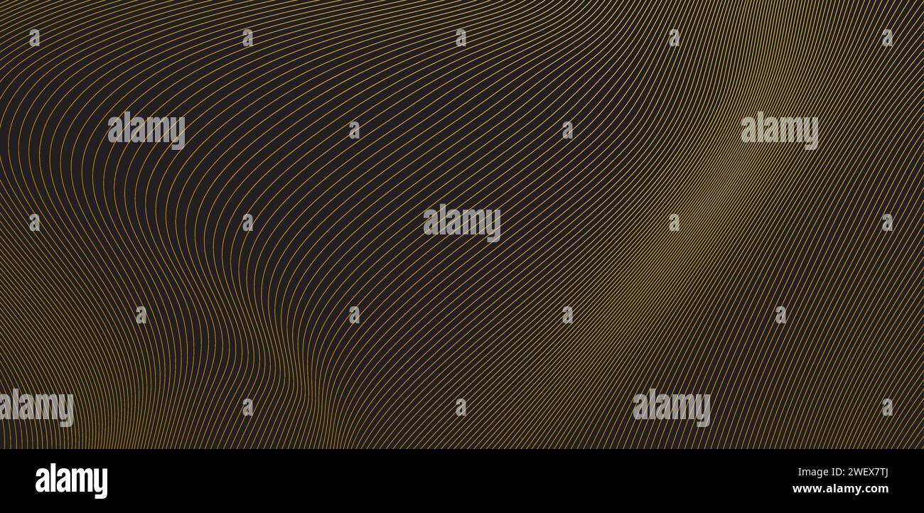 Dynamic Flowing Wave Lines Smooth Curve Gold Gradient Pattern Vector Illustration Stock Vector