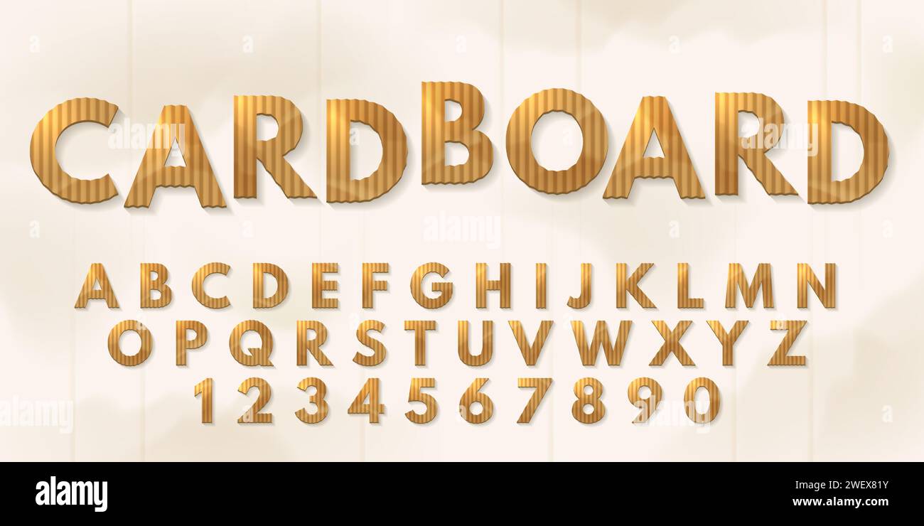 Cardboard font. Packaging paper material cutout letters and numbers ...