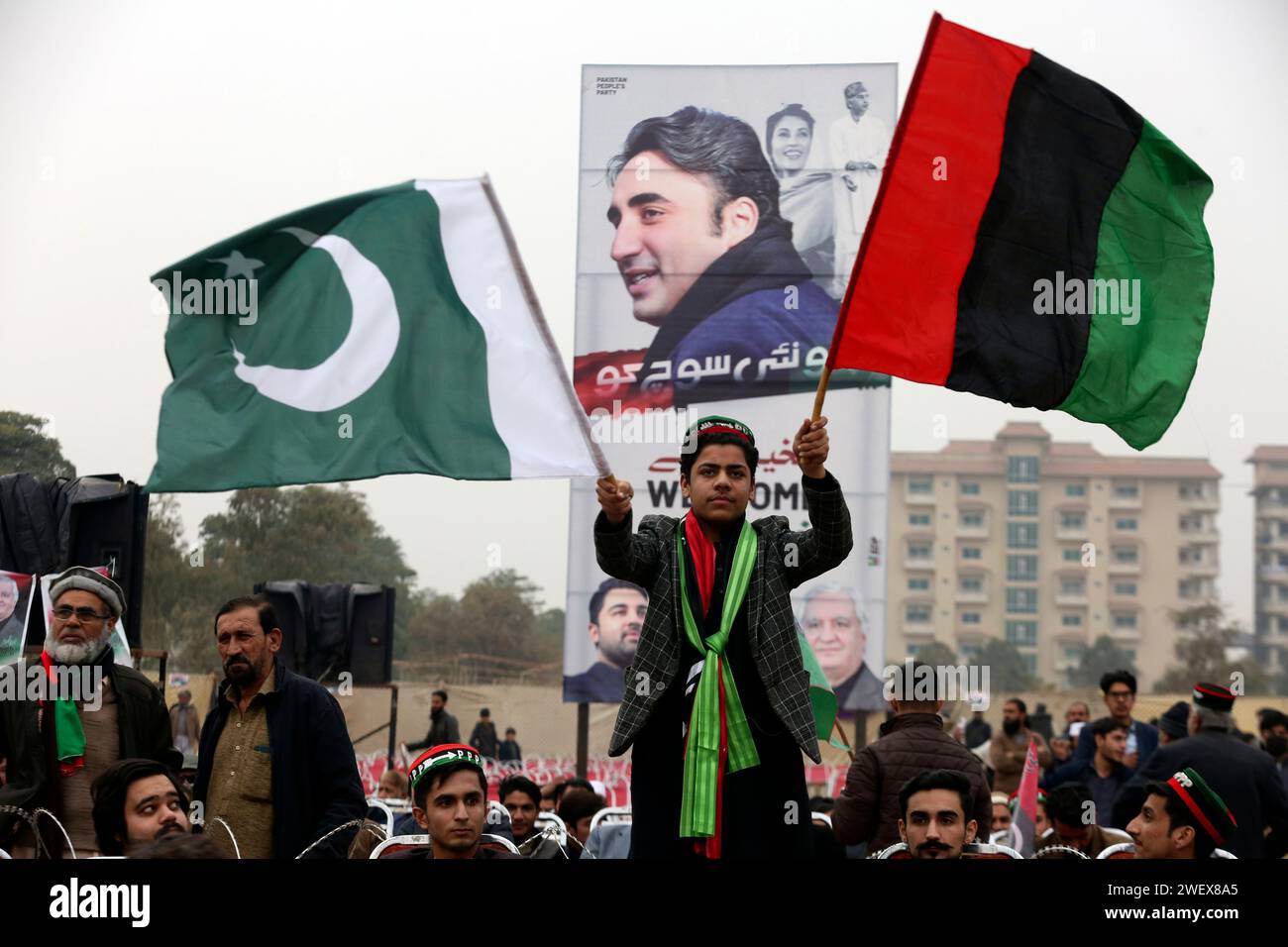 Supporters of Chairman of Pakistan Peoples Party Bilawal Bhutto Zardari ...
