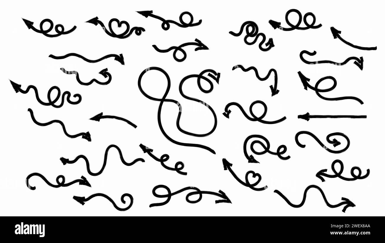 Different brush drawn charcoal arrows seamless pattern. Bold lightning ...