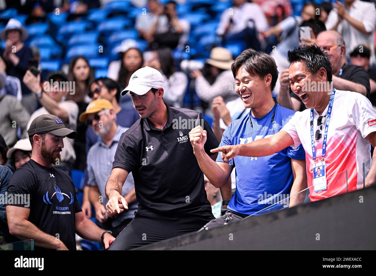Melbourne, Australia. 27th Jan, 2024. Ko Iwamoto coach of Rei Sakamoto ...