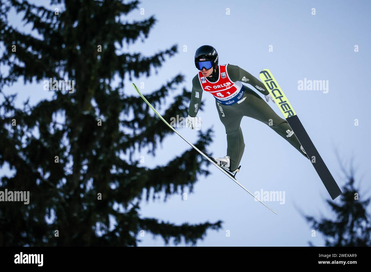 Andrew Urlaub seen in action during the team competition of the FIS Ski ...