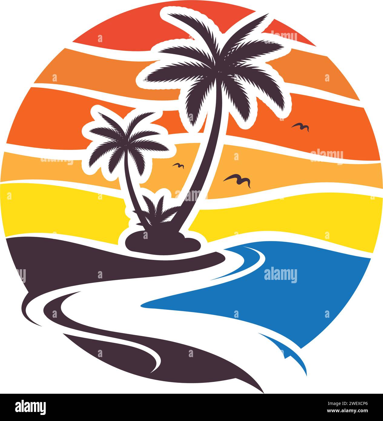 Palm tree summer logo template vector illustration Stock Vector Image ...