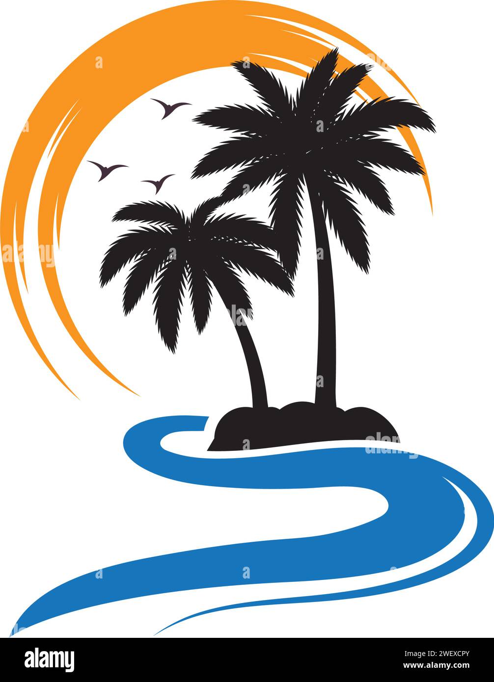 Palm tree summer logo template vector illustration Stock Vector Image ...