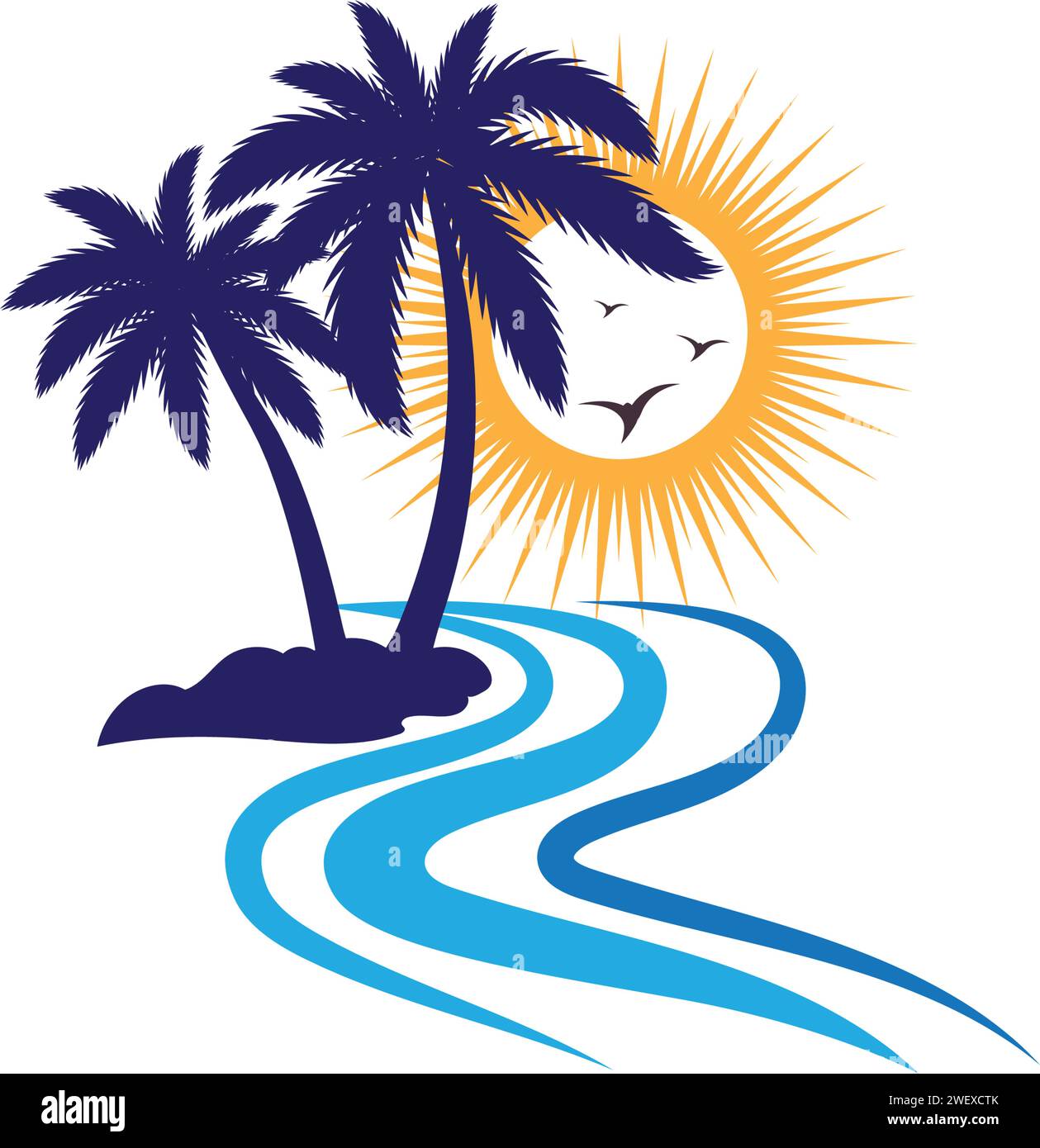 Palm tree summer logo template vector illustration Stock Vector Image ...