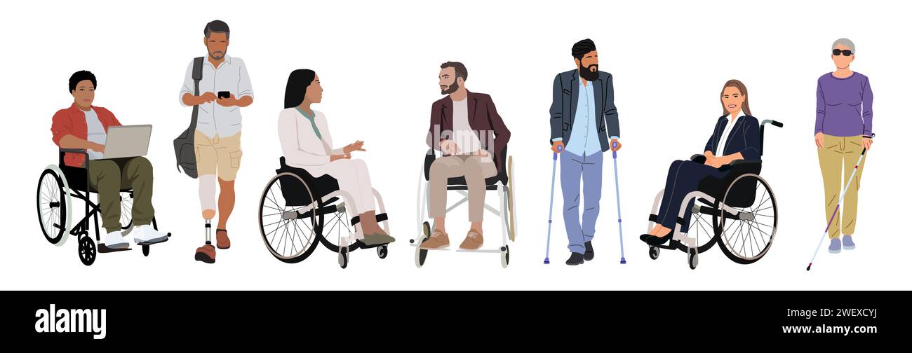 Diverse disabled people vector set on white Stock Vector Image & Art ...