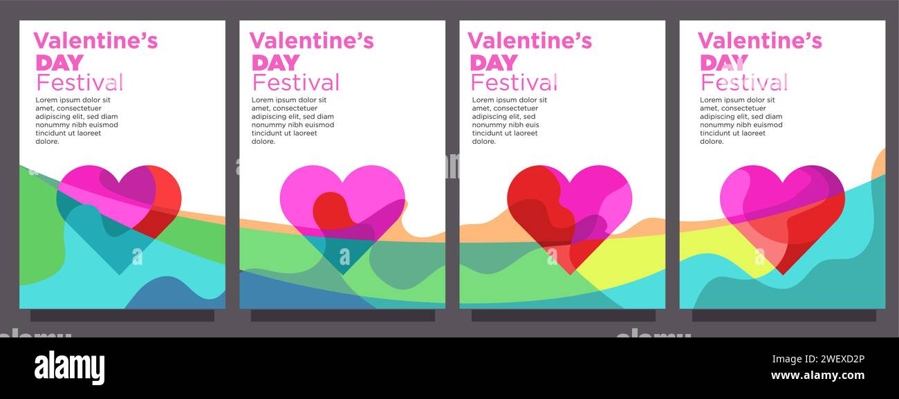 set of heart love for valentines day template in abstract syle. print ...