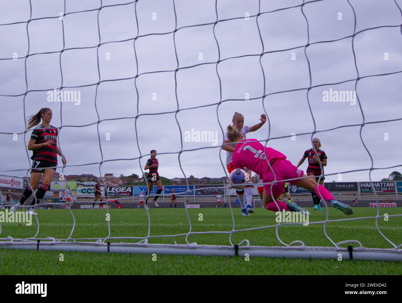 Sydney, Australia. 27th Jan, 2024. Tameka Yallop of Brisbane kicks the ...