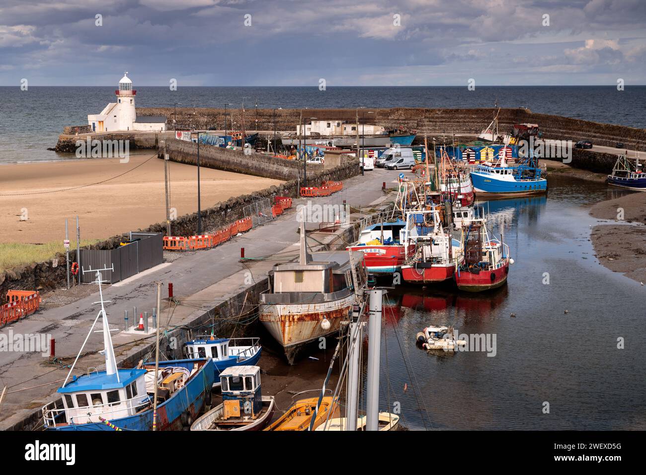 Lighthouse at Balbriggan harbour, County Dublin, Ireland Stock Photo ...