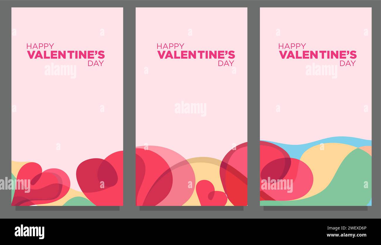 mobile banner and print love heart set template with text placement for ...