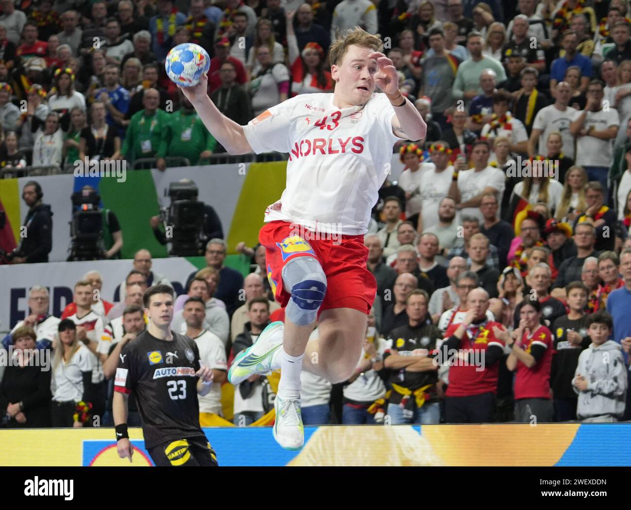 Simon Bogetoft Pytlick of Denmark during the Men's EHF Euro 2024, Semi ...