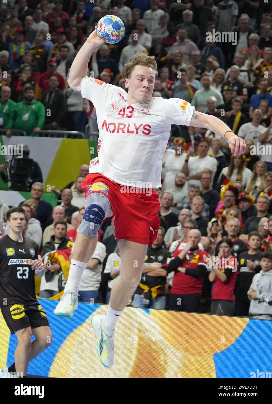 Simon Bogetoft Pytlick of Denmark during the Men's EHF Euro 2024, Semi ...