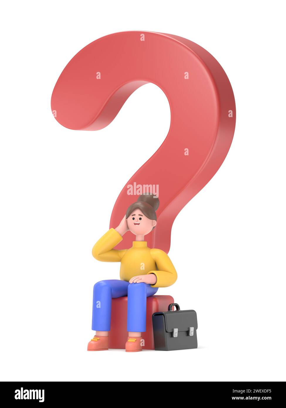 3D illustration of businessman puzzled and contemplating. 3D ...