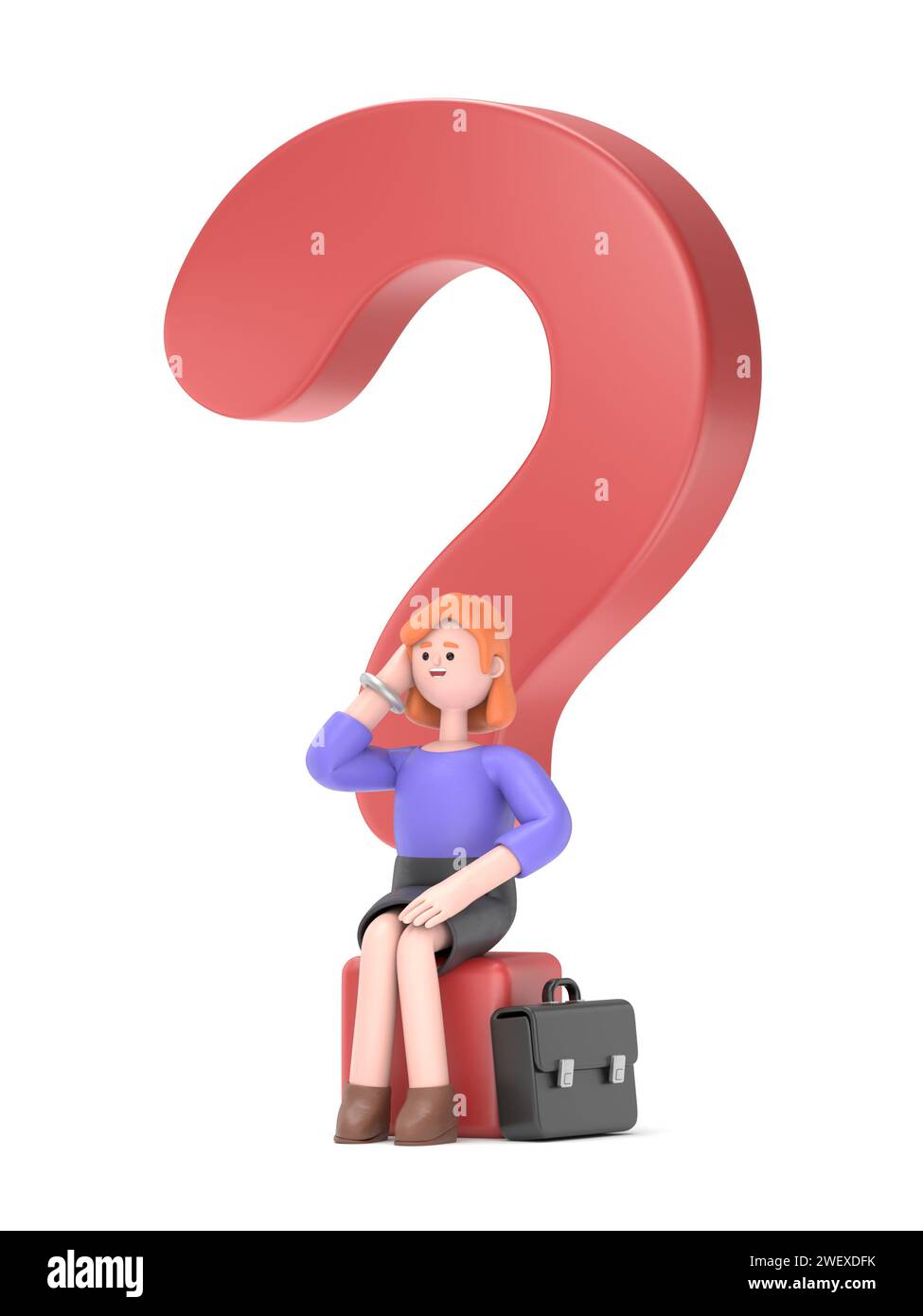 3D illustration of businessman puzzled and contemplating. 3D ...