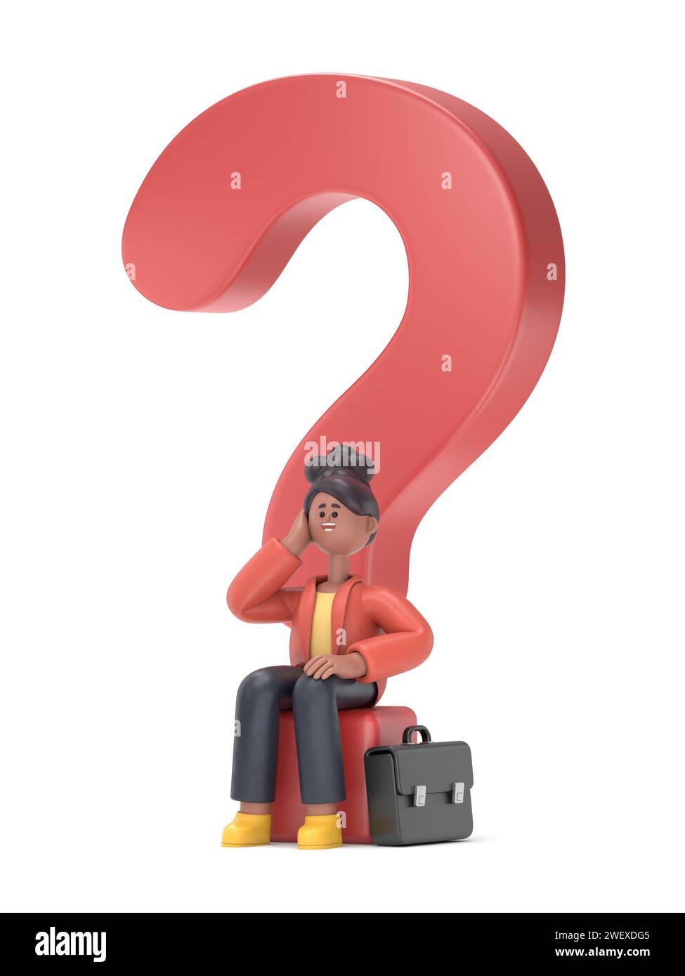 3D illustration of businessman puzzled and contemplating. 3D ...
