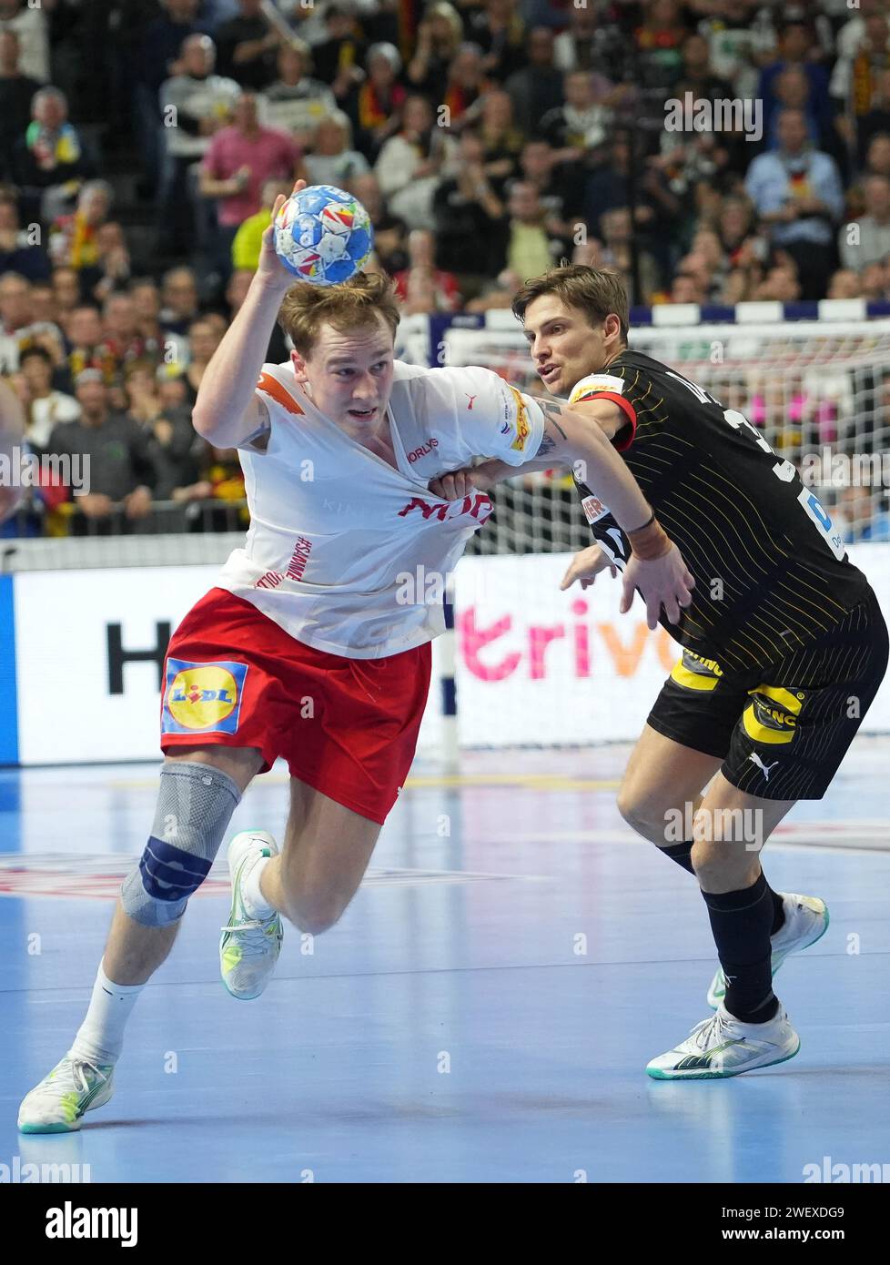 Simon Bogetoft Pytlick of Denmark during the Men's EHF Euro 2024, Semi ...