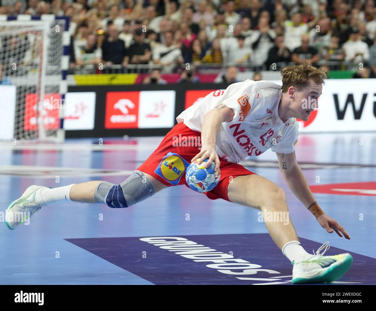 Simon Bogetoft Pytlick of Denmark during the Men's EHF Euro 2024, Semi ...