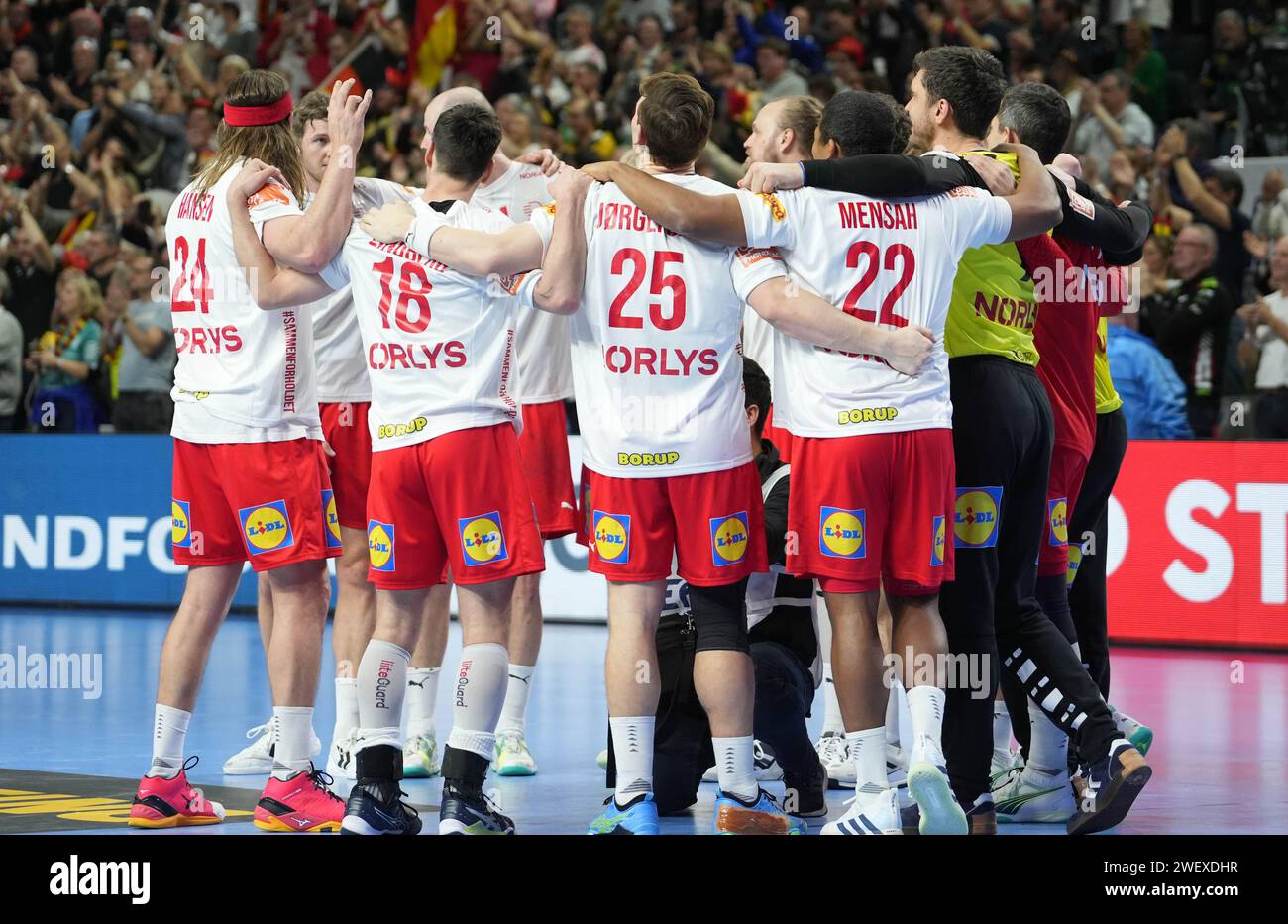 Celebration Victory Team Denmark during the Men's EHF Euro 2024, Semi ...