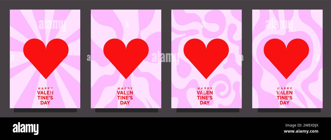 set of heart love for valentines day template in abstract syle. print ...