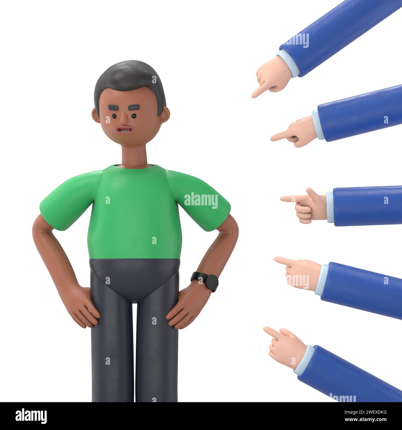 Concept of social censure or accusations. Many hands pointing a ...