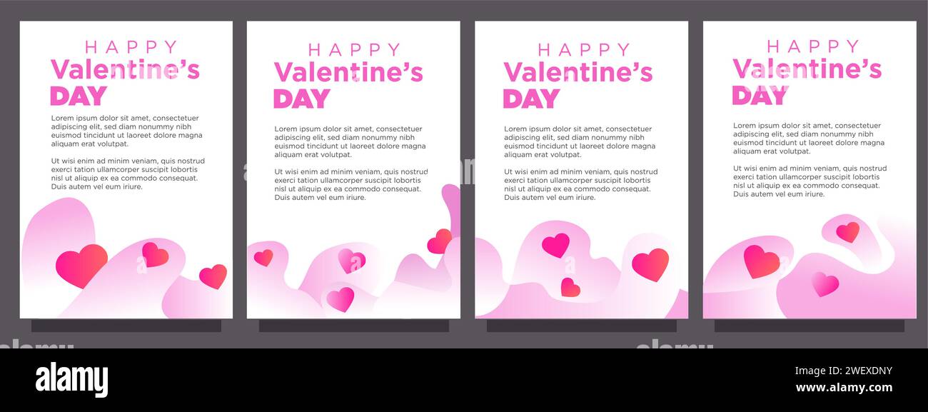set of heart love for valentines day template in abstract syle. print ...