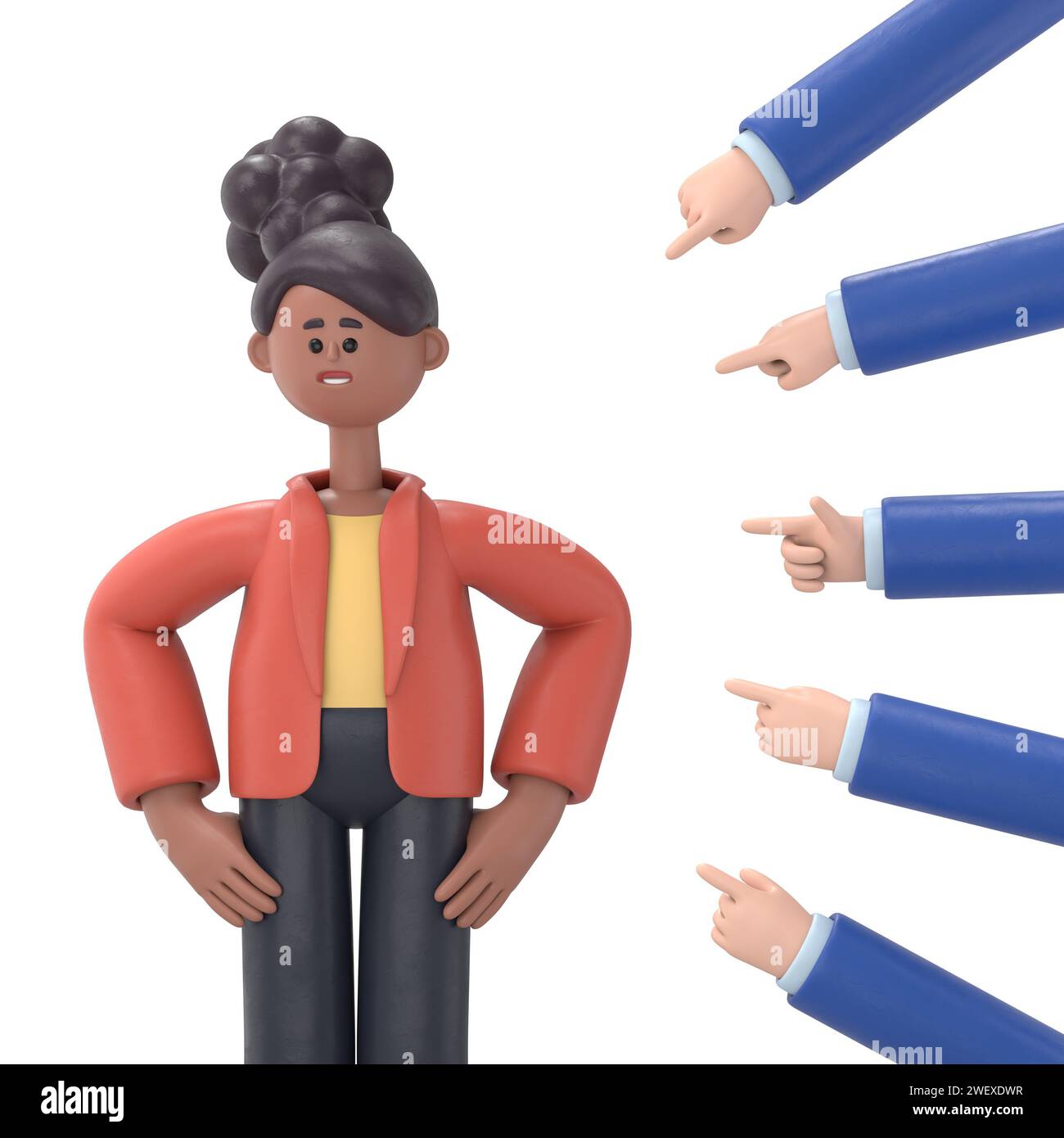 Concept of social censure or accusations. Many hands pointing a ...