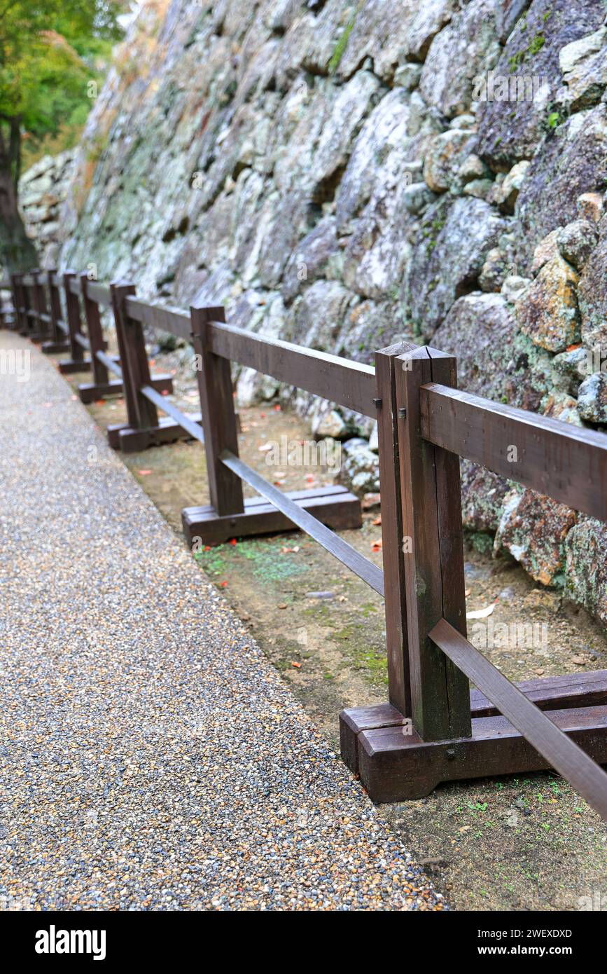 Fence built from wood. Outdoor landscape. Security and privacy concept ...