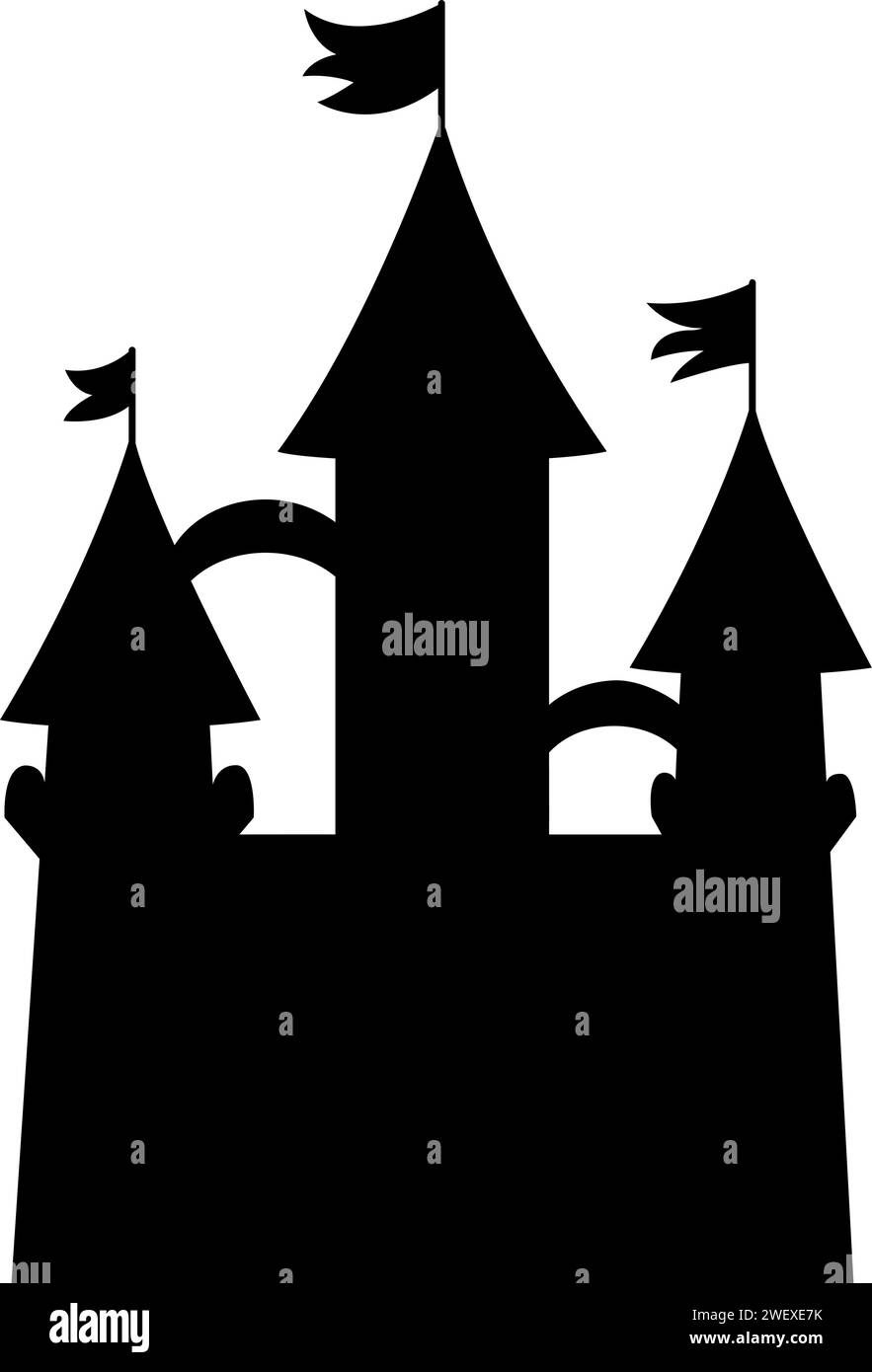 Vector black castle silhouette. Fantasy medieval palace shadow ...