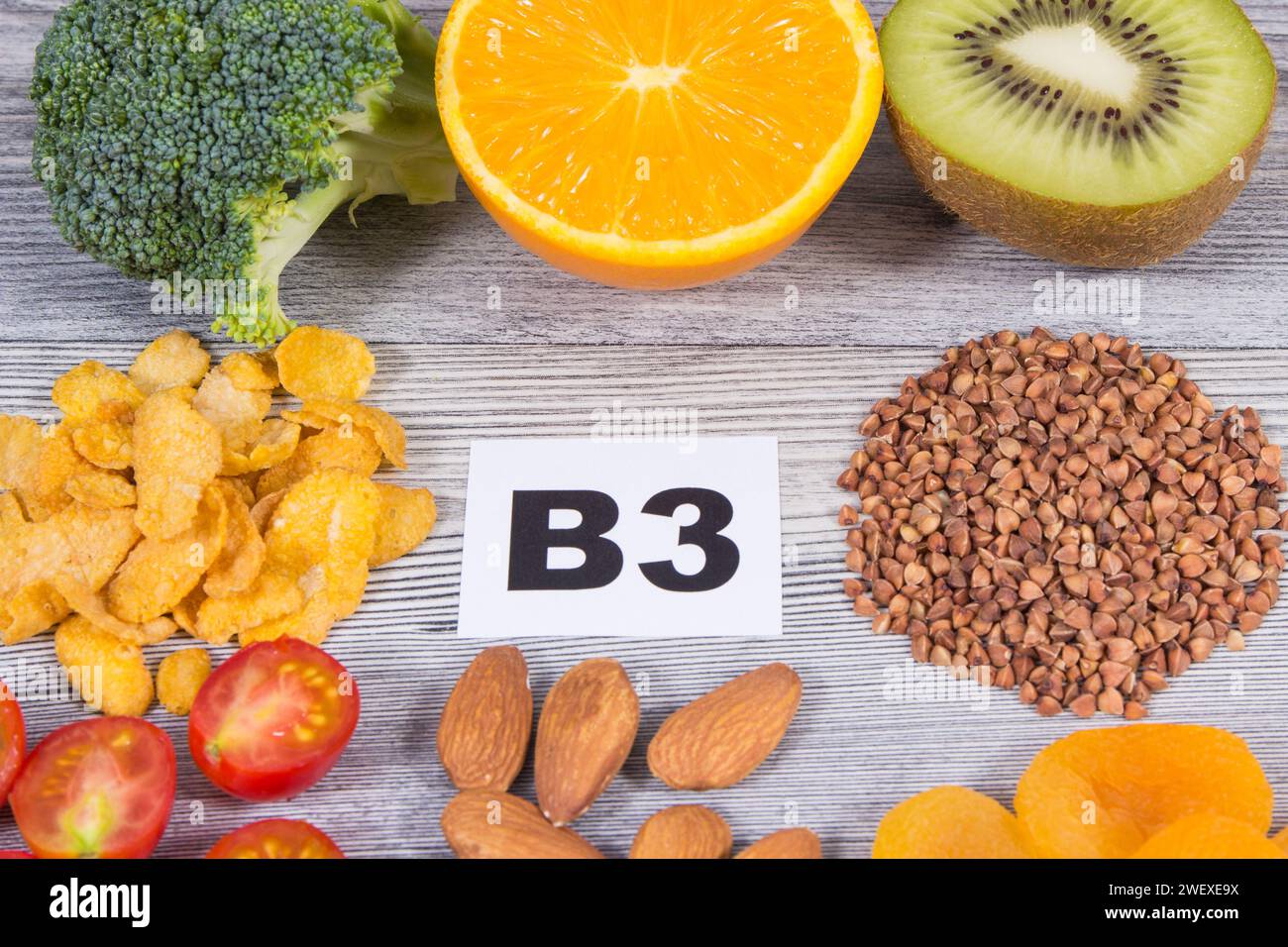 Healthy natural ingredients containing vitamin B3 and minerals ...