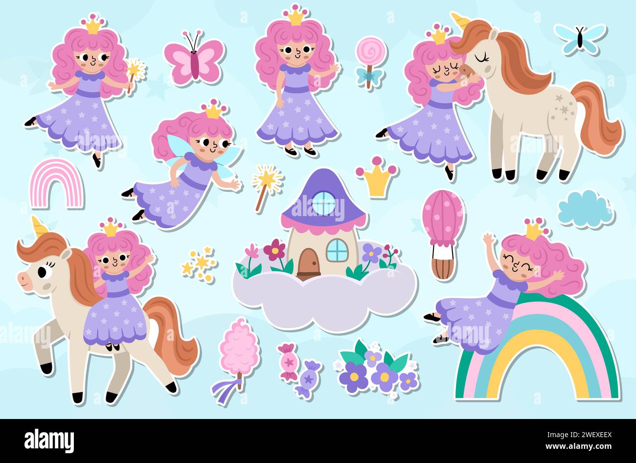 Princess with butterfly clipart hi-res stock photography and images - Alamy