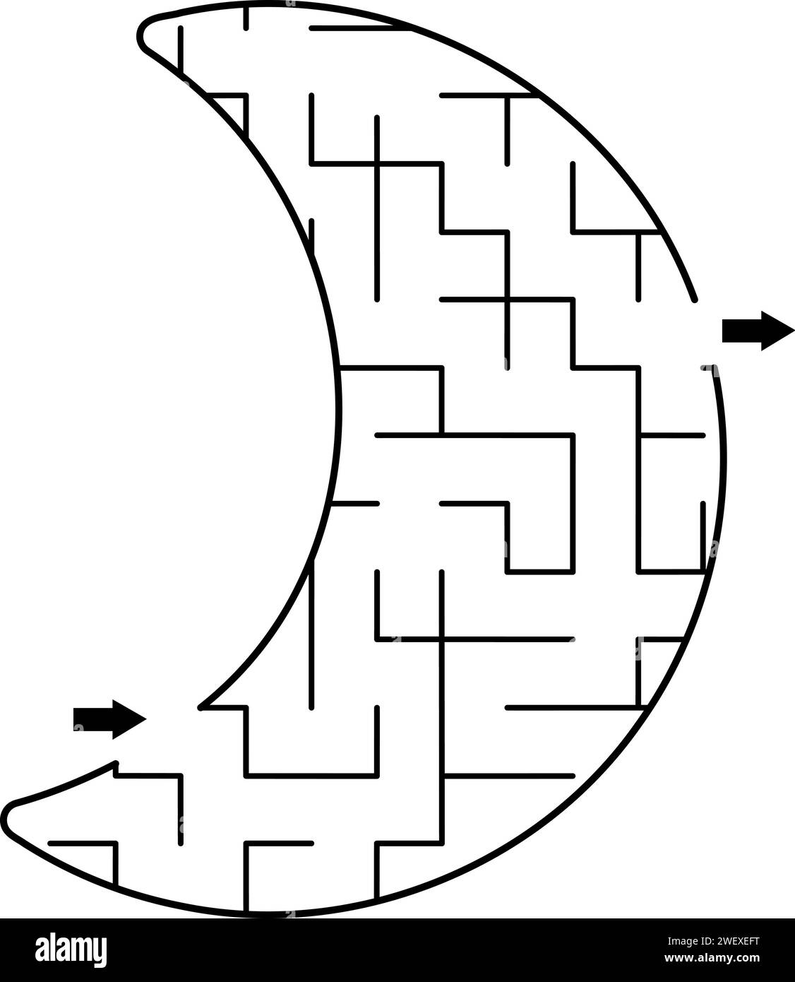 Geometrical maze for kids shaped as half moon Fairytale or unicorn ...