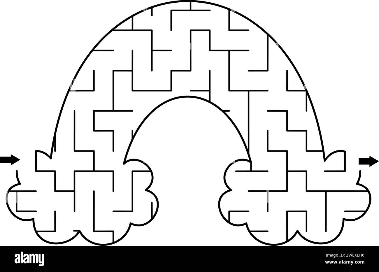 Geometrical maze for kids shaped as rainbow. Fairytale or unicorn ...
