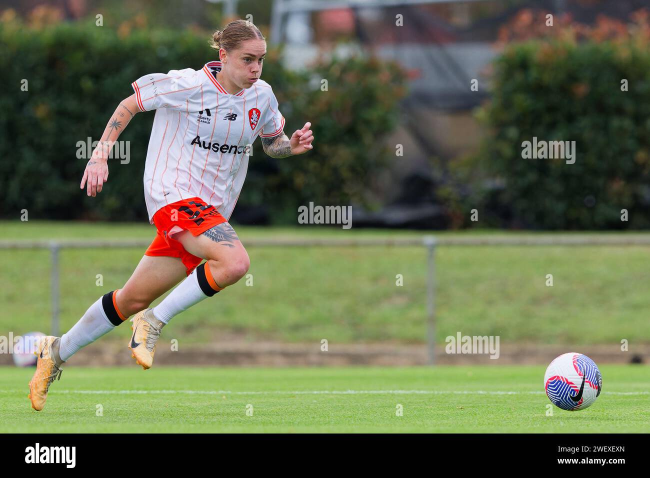 Sharn Freier of Brisbane Roar chases down the ball during the A-League ...