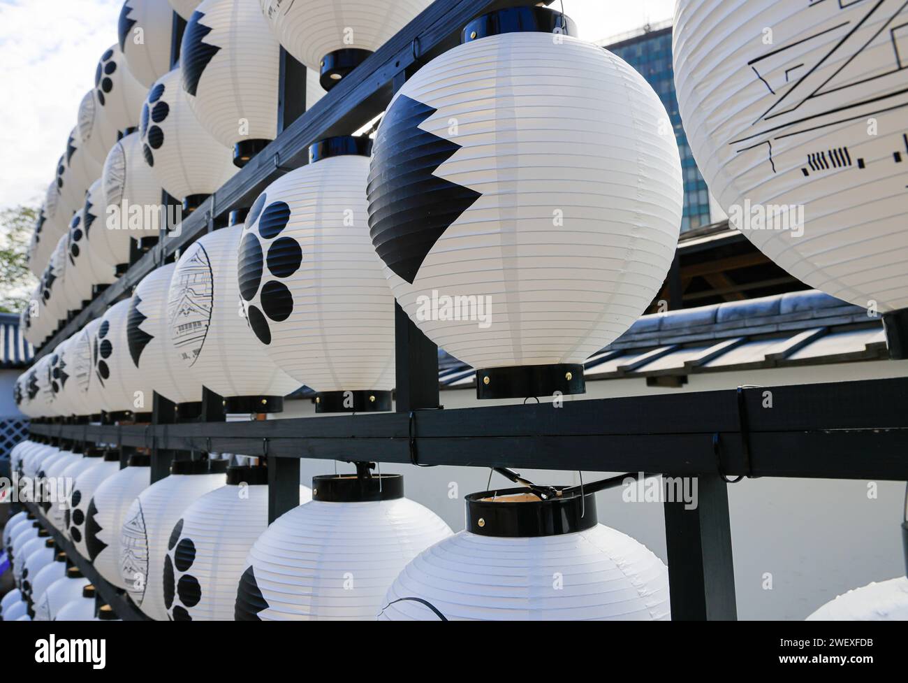 Tradition Japanese lamp or lantern at front of Japanese Castle Stock ...