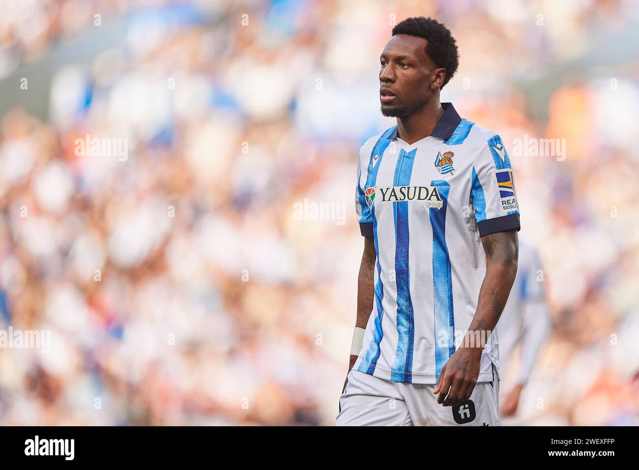 Sheraldo Becker of Real Sociedad looks on during the LaLiga EA Sports ...