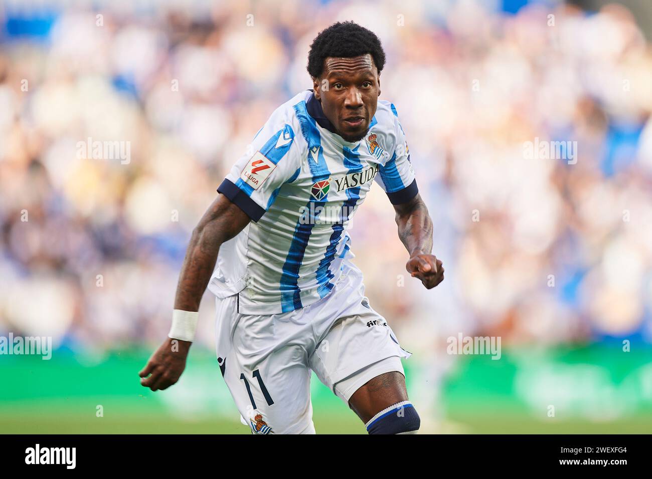 Sheraldo Becker of Real Sociedad in action during the LaLiga EA Sports ...