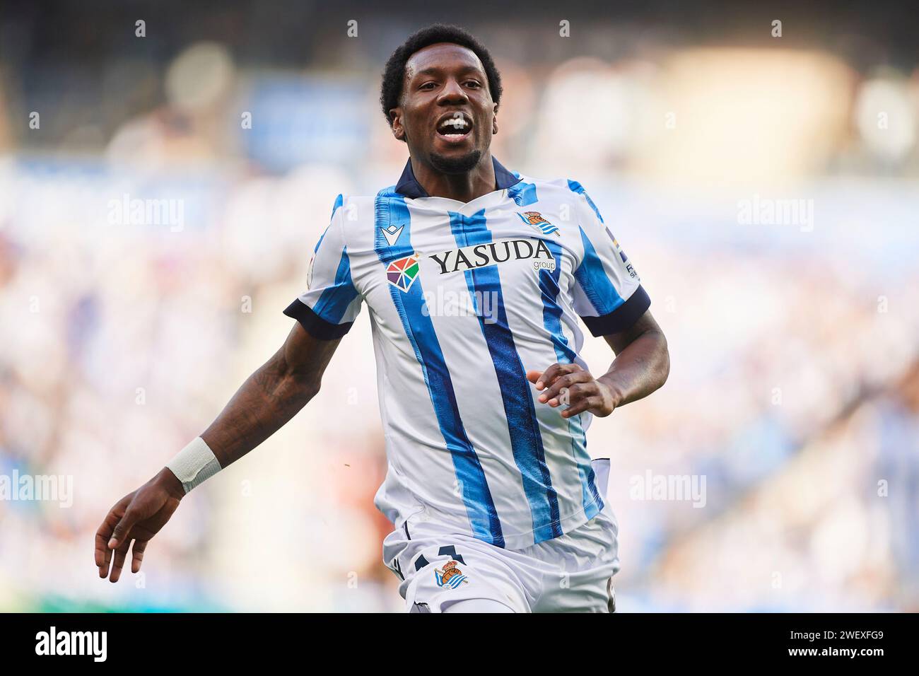 Sheraldo Becker of Real Sociedad in action during the LaLiga EA Sports ...