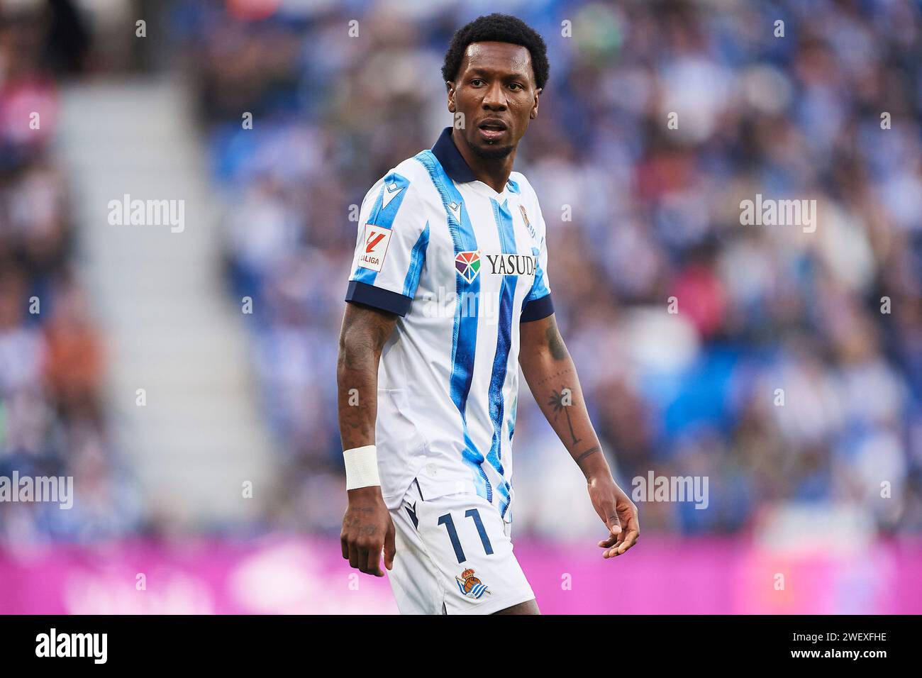 Sheraldo Becker of Real Sociedad looks on during the LaLiga EA Sports ...